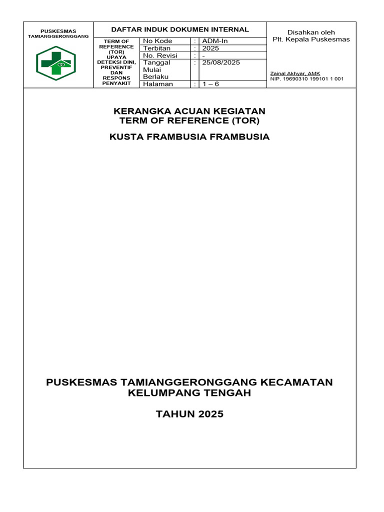 Tor Kusta Frambusia 2025 | PDF | Pengembangan Diri | Kesehatan Holistik