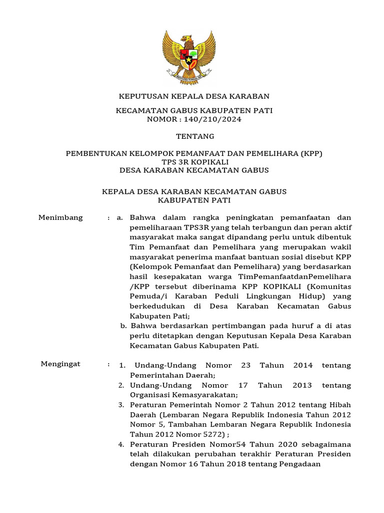 SK Penetapan KPP KARABAN | PDF