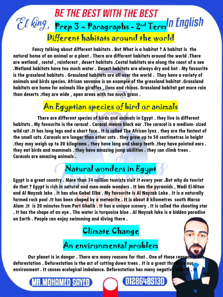 Paragraphs 3rd Prep | PDF | Renewable Energy | Habitat