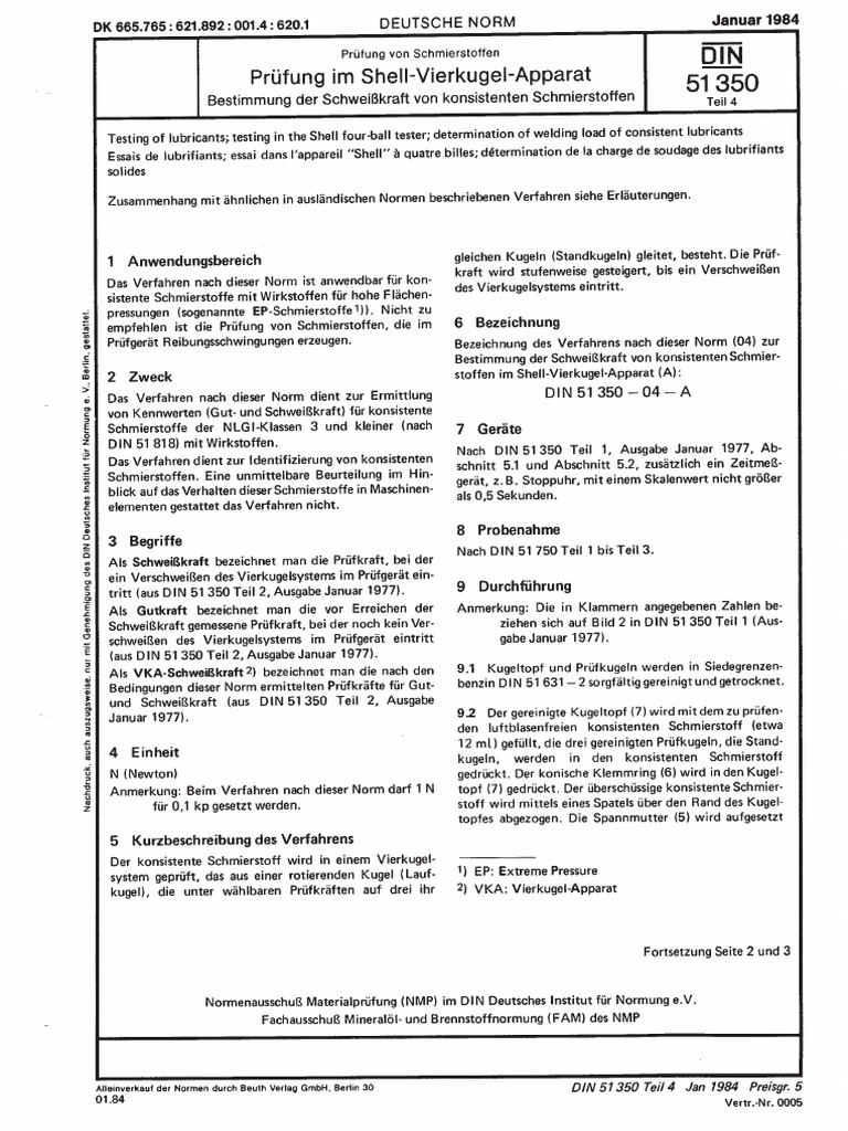 Din 51350-4 1984-01 | PDF