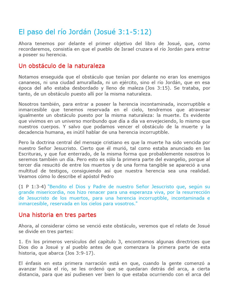 Cruce del Río Jordán en Josué | PDF | eucaristía | Sola Fide