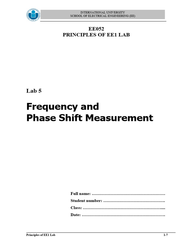 Lab 5 - Frequency and Phase Shift Measurement | PDF | Electrical ...