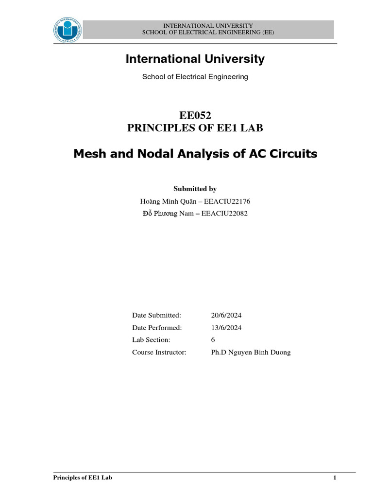 AC Mesh and Nodal Analysis Lab Report | PDF | Electrical Network | Voltage
