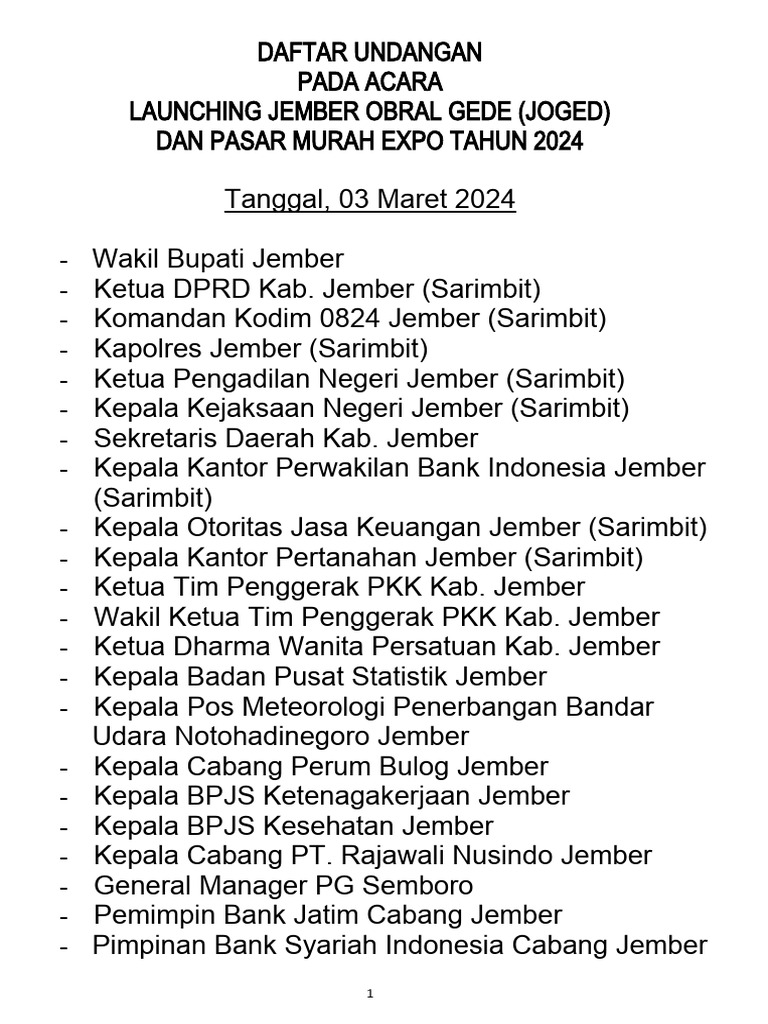 Und. Launching Joged 2024 | PDF | Bisnis | Perjalanan