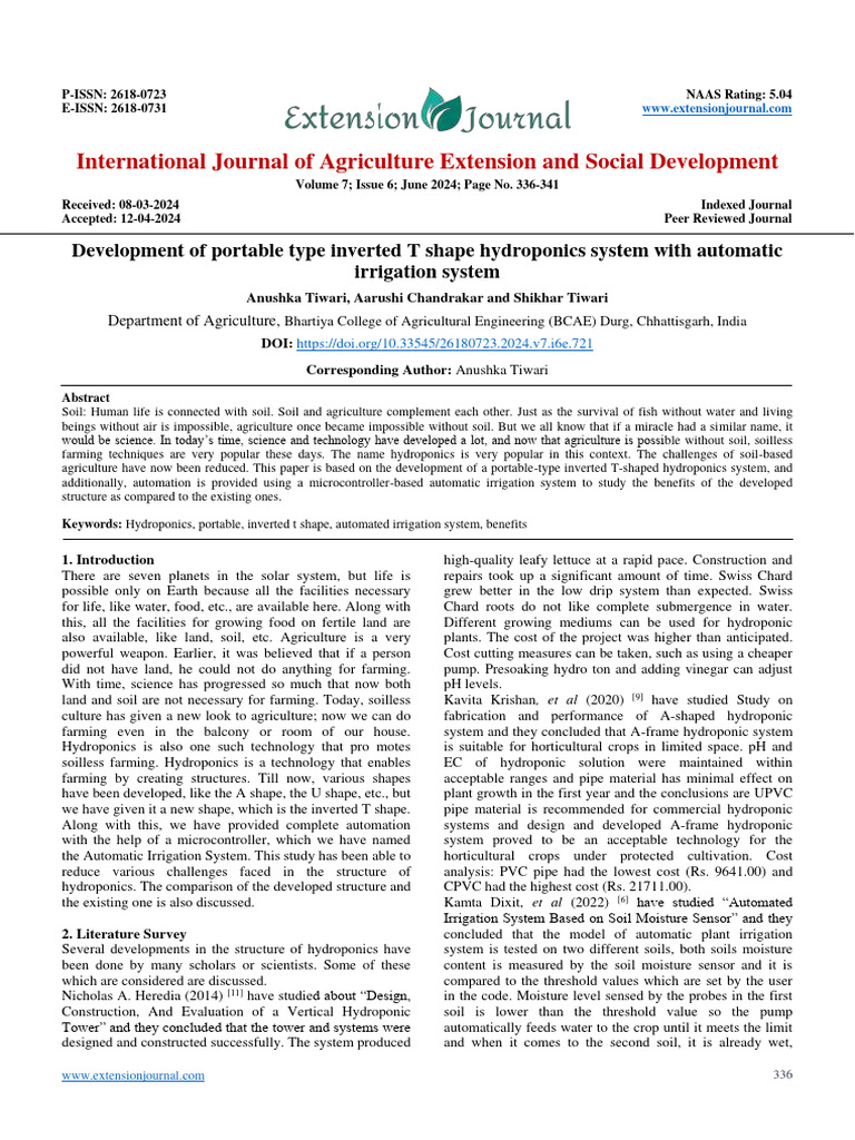 Development of Portable Type Inverted T Shape Hydroponics System With ...