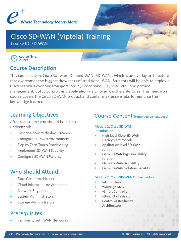 Eplus Cisco SD Wan Training | PDF | Telecommunications | Internet