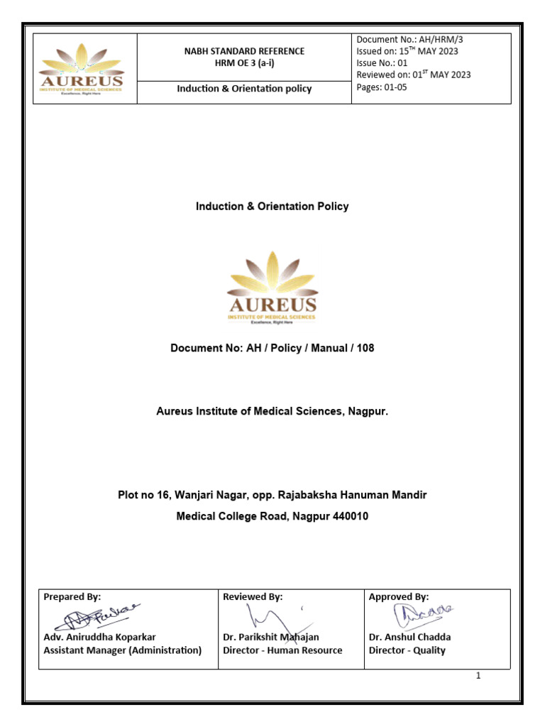 HRM 3_INDUCTION & ORIENTATION POLICY | PDF | Human Resource Management | Business