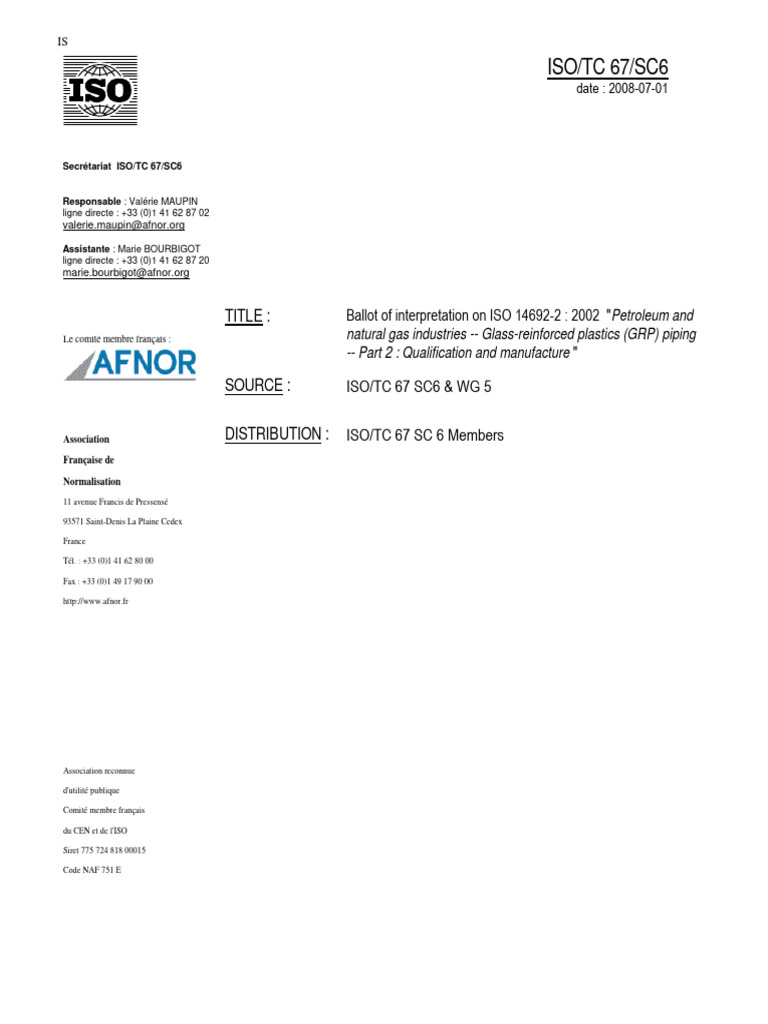 ISO Letter | PDF | International Organization For Standardization ...