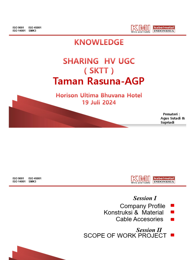 Materi Presentasi SK SKTT Taman Rasuna - AGP | PDF | Insulator (Electricity) | Wire