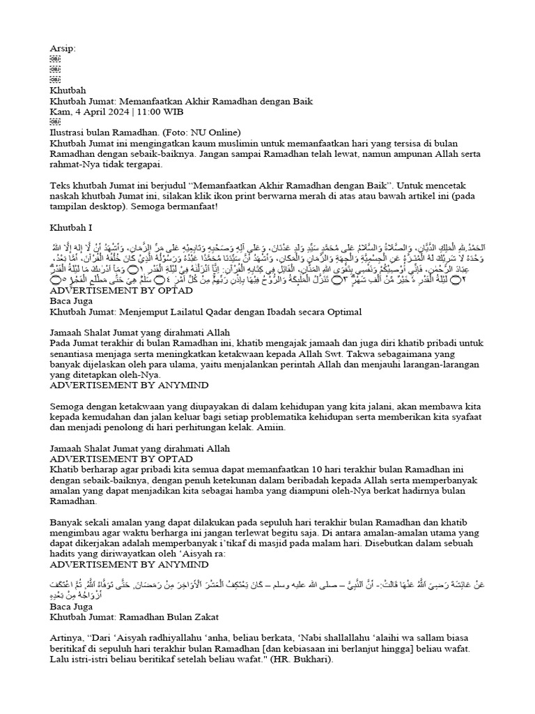 Khutbah Jumat Mang Nur | PDF