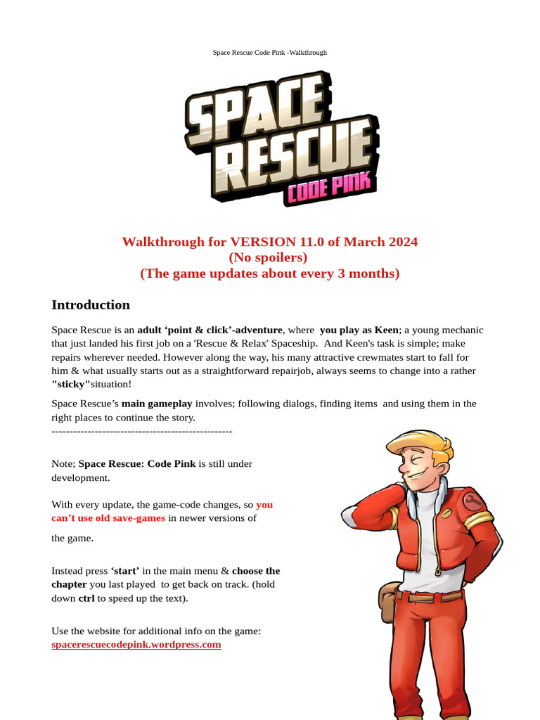 Space Rescue: Code Pink Walkthrough | PDF | Cursor (User Interface)