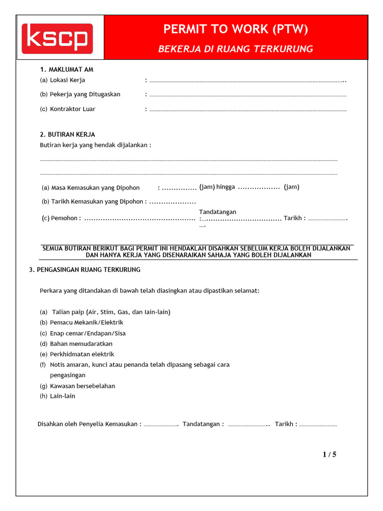 PTW Ruang Terkurung | PDF