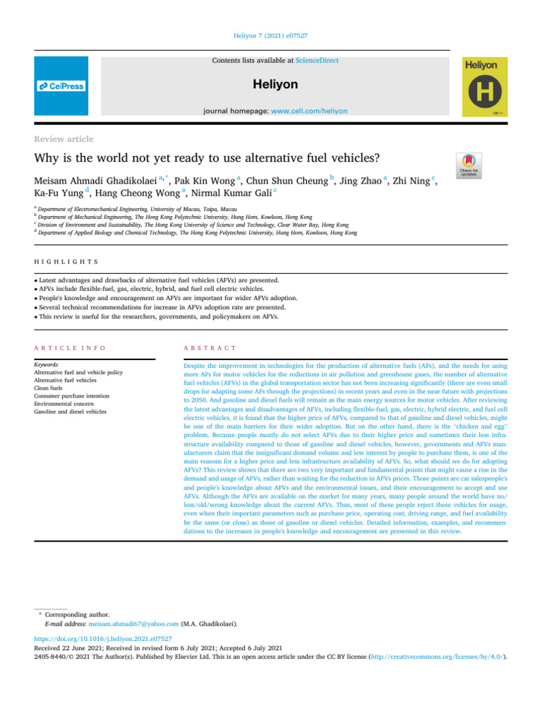 Why Is The World Not Ready To Use Alternative Fuel Vehicles | PDF ...