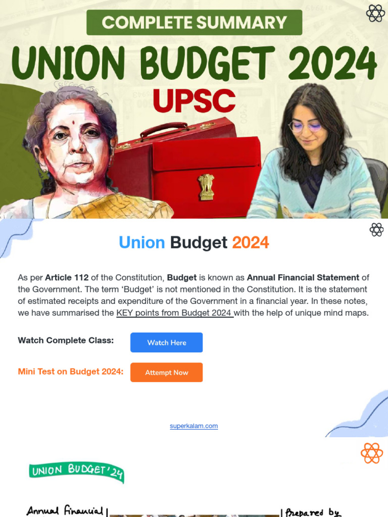 Budget 2024 - Complete Notes and Mind Maps | PDF