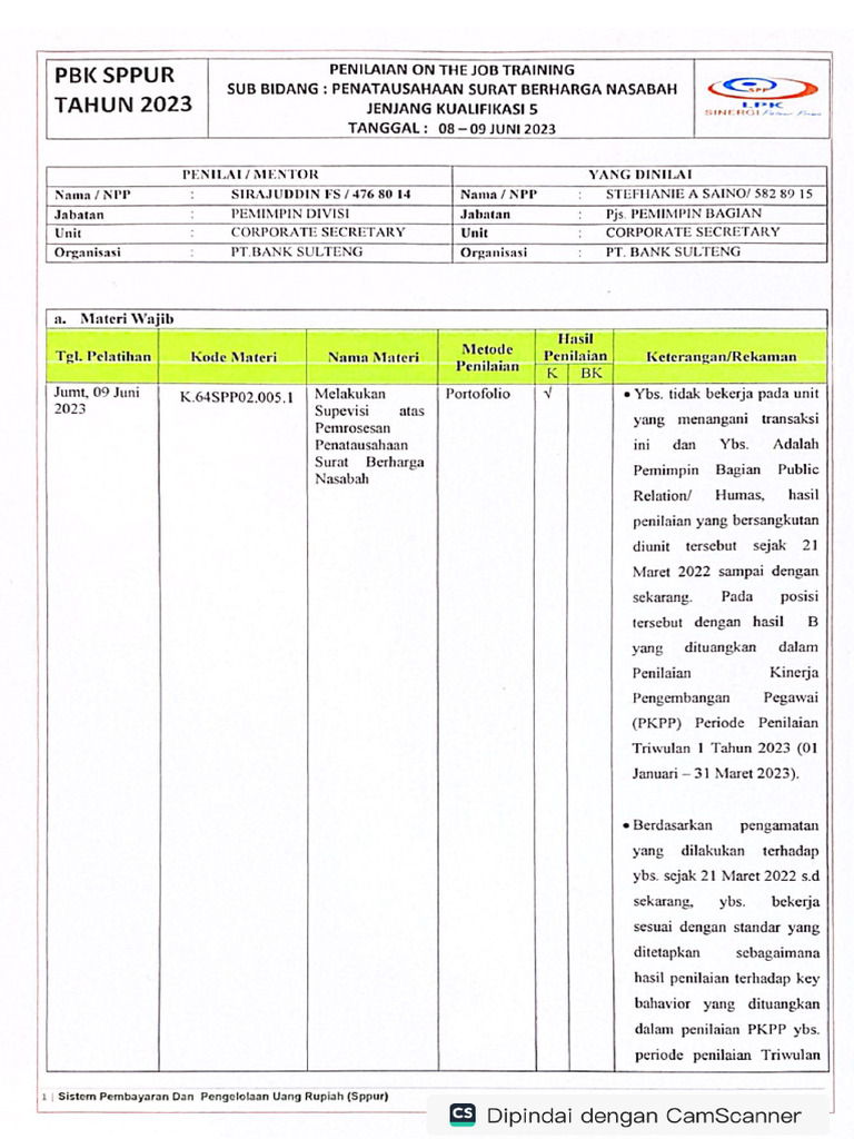 Ojt SBN - Stefhanie Saino | PDF