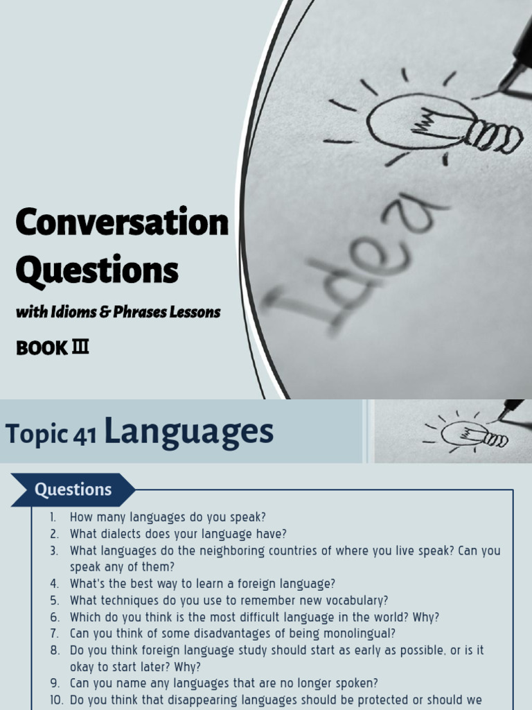 Idioms and Conversation Questions Guide | PDF | Invention | Stereotypes