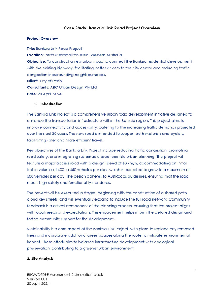 Banksia Link Road Project Case Study | PDF | Road | Traffic