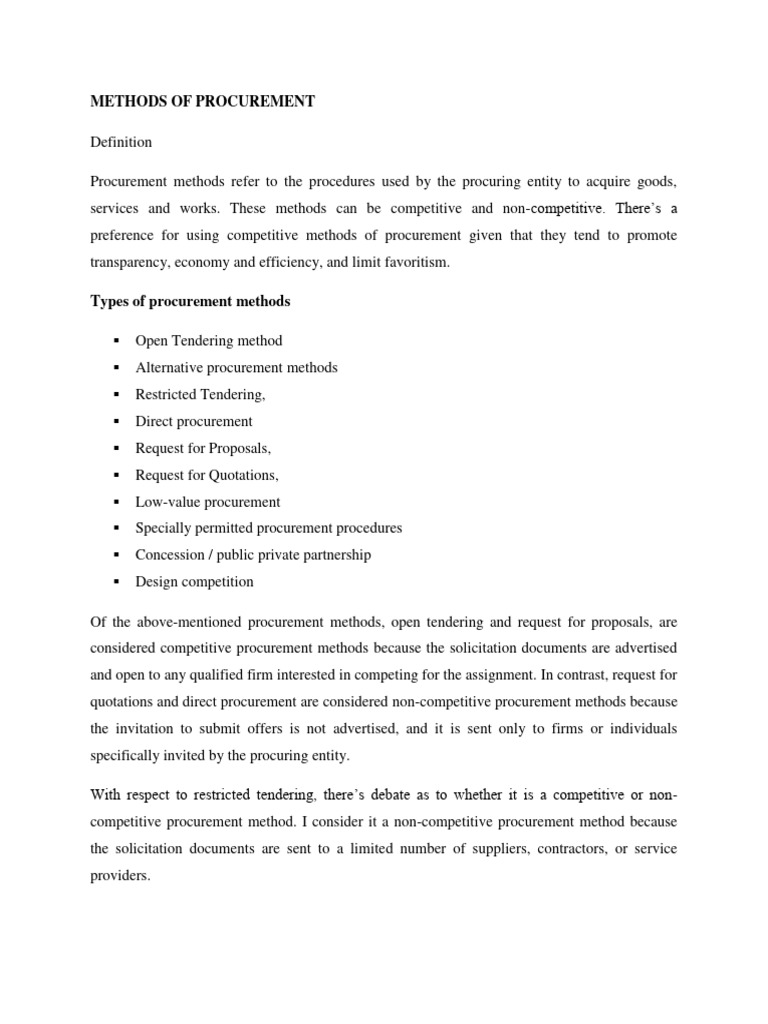 Topic 5 Methods of Procurement | PDF | Specification (Technical ...