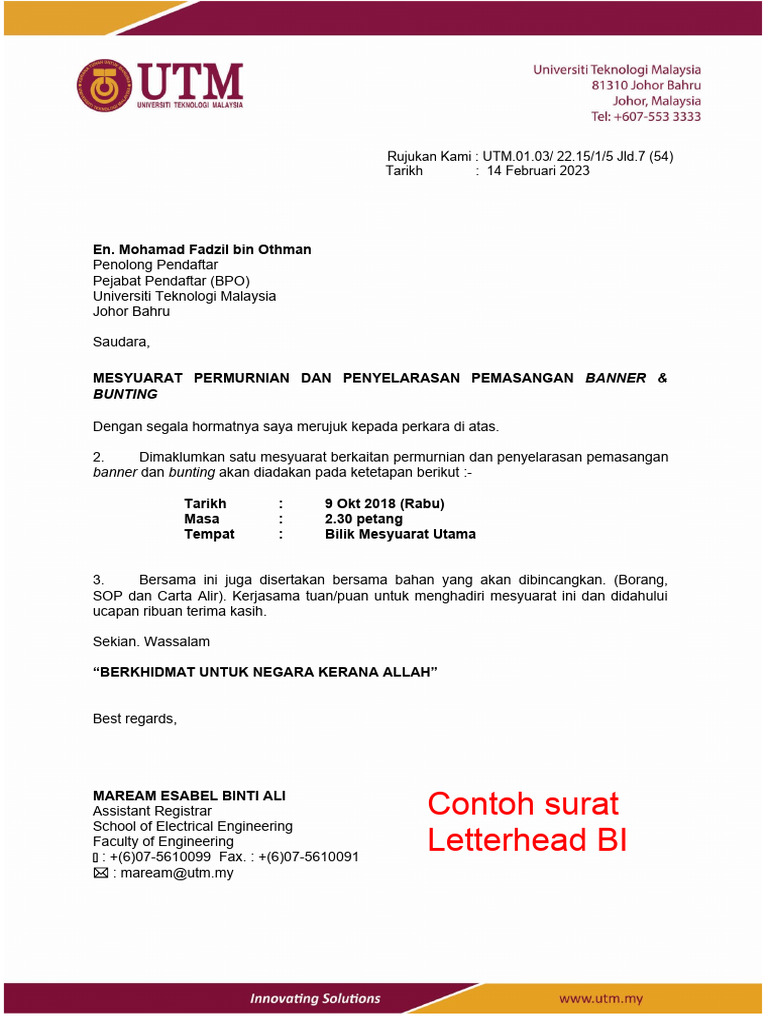 New Tagline 2023 New Letterhead Utmjb Bi Word New | PDF