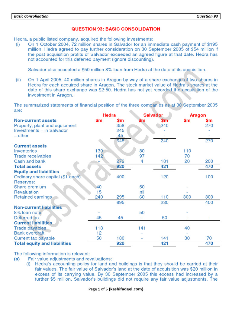Consolidation Q93 | PDF | Book Value | Deferred Tax