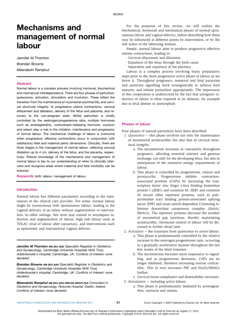Normal Labor | PDF | Childbirth | Uterus