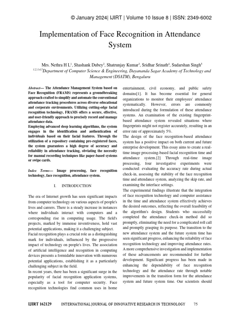 Ijirt162129 Paper | PDF | Computer Vision | Biometrics