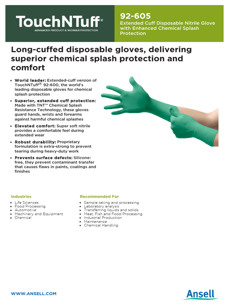 Touchntuff-92-605 Pds Id | PDF | Glove | Materials