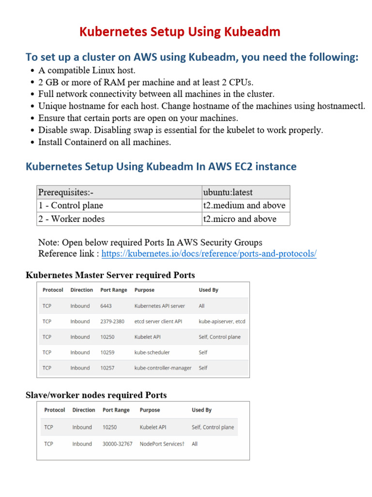 AWS Kubeadm Cluster Setup Guide | PDF | Computer Cluster | Software
