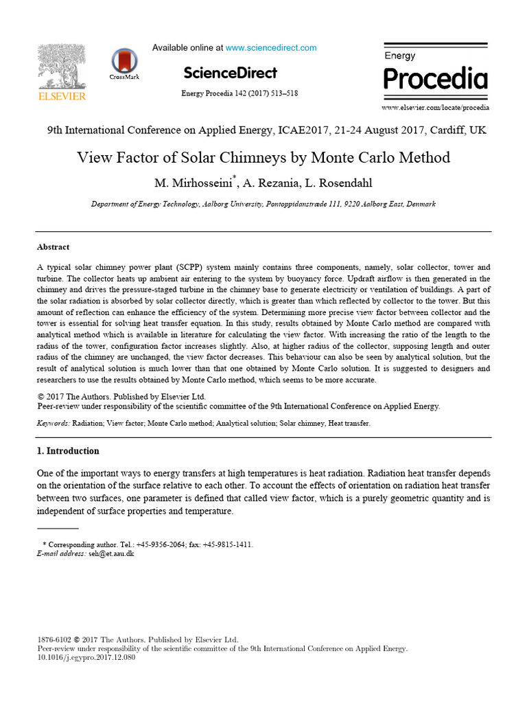 View-Factor-of-Solar-Chimneys-by-Monte-Carlo-Method_2017_Energy-Procedia | PDF | Angle | Heat ...