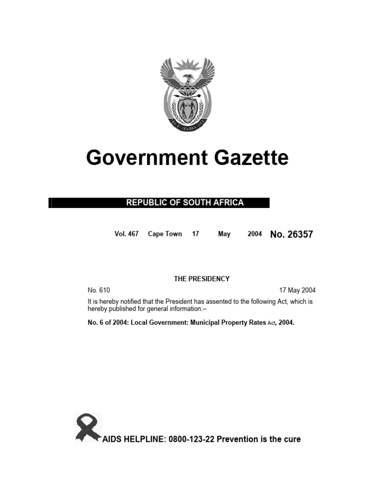 Acts - Local Government Municipal Property Rates Act 200 | PDF | Real ...