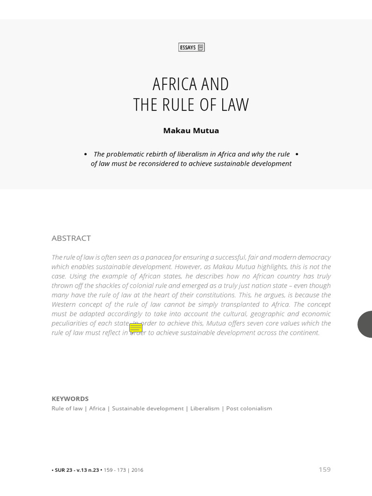 Africa and The Rule of Law | PDF | Millennium Development Goals | Rule ...