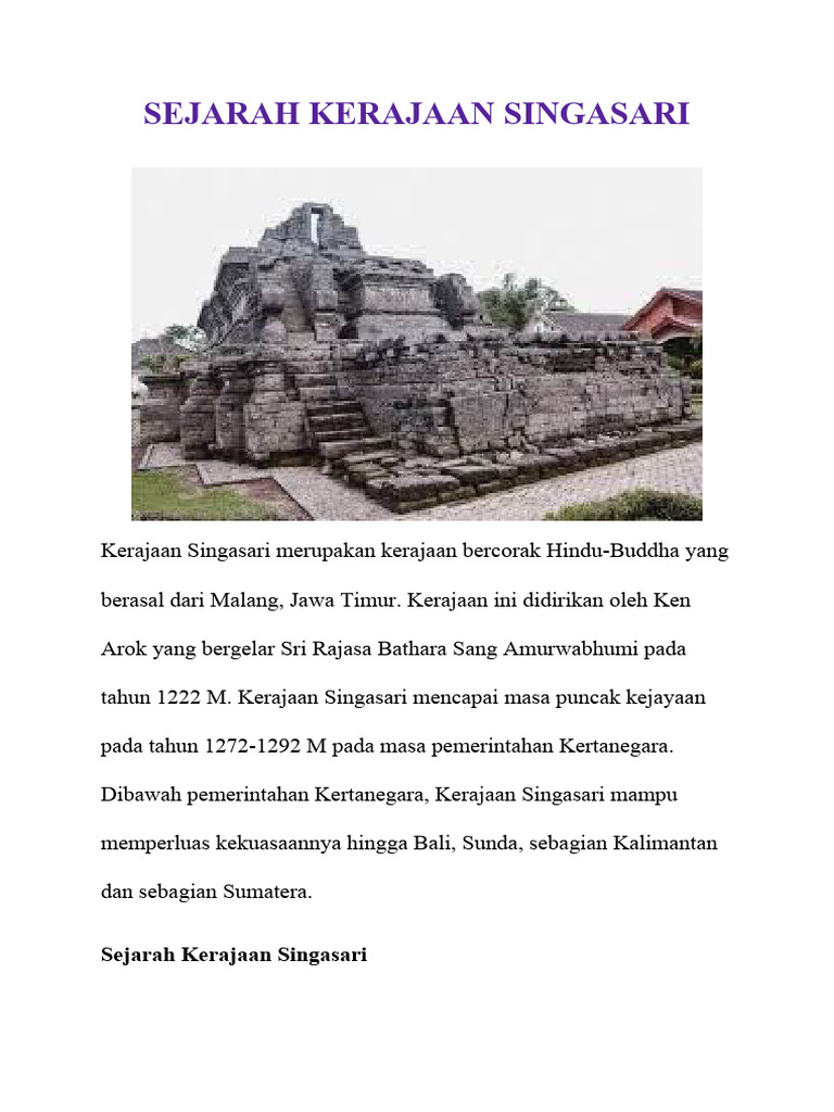Sejarah Kerajaan Singasari | PDF