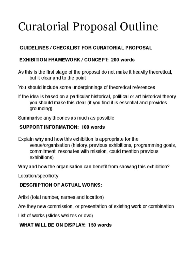 Curatorial Proposal Outline | PDF | Curator | Target Audience