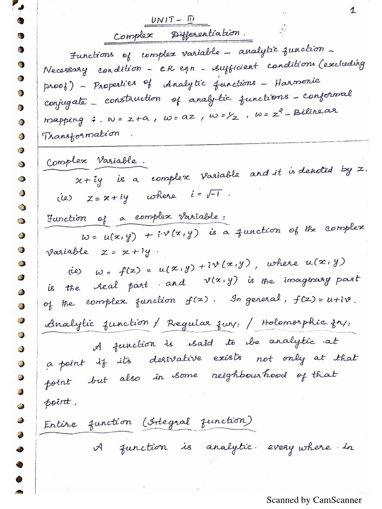 Analytic Functions and Complex Differentiation | PDF