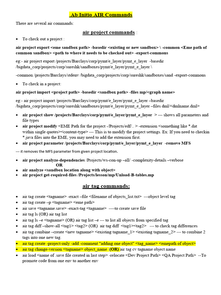 Ab Initio AIR Commands | PDF | Version Control | Information Technology Management