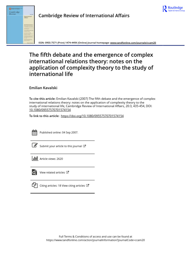 The Fifth Debate and The Emergence of Complex International Relations ...