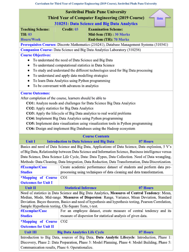Big Data Analysis Syllabus | PDF