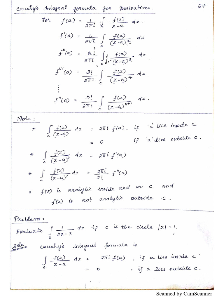 Cauchy's Formulae, Contour Integration and Many More | PDF
