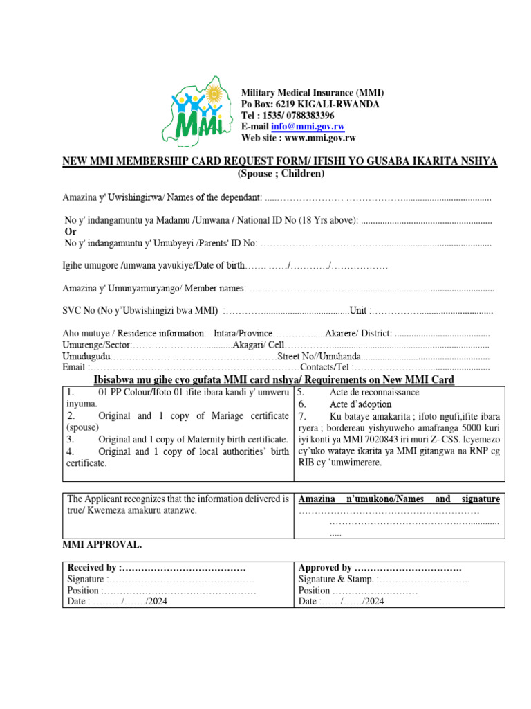 Mmi Registration Form Spouse Child | PDF | Social Institutions
