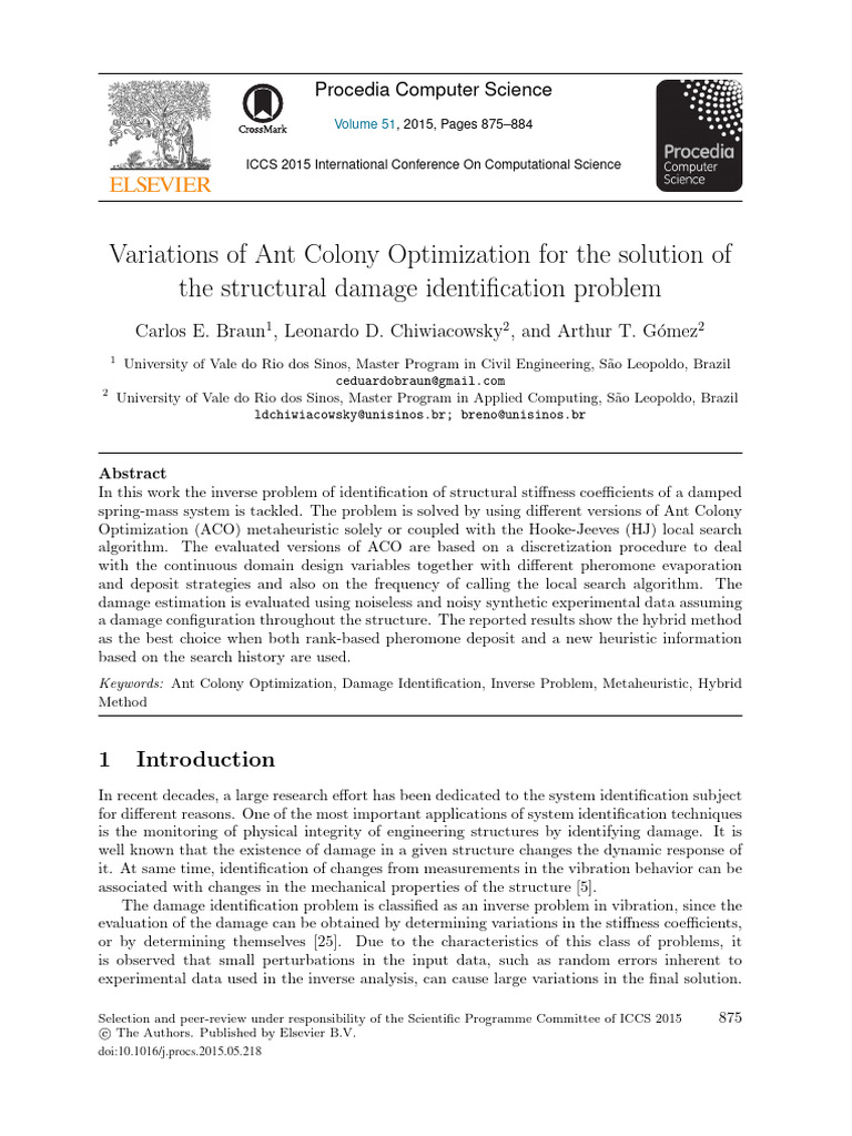 Variations of Ant Colony Optimization For The Solution of - 2015 - Procedia Comp | PDF ...