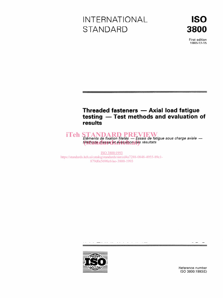 Iso 3800 1993 | PDF | International Organization For Standardization | Screw
