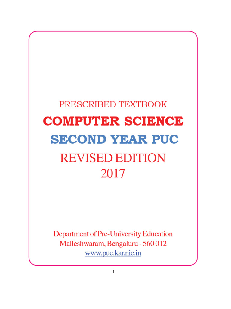 II PUC Computer Science Textbook 1-190 | PDF | Class (Computer Programming) | Method (Computer ...
