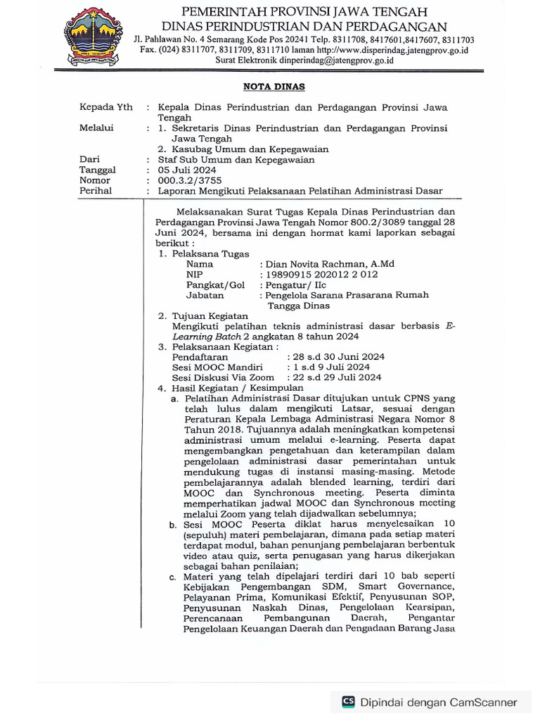 Penugasan Penyusunan Nota Dinas | PDF