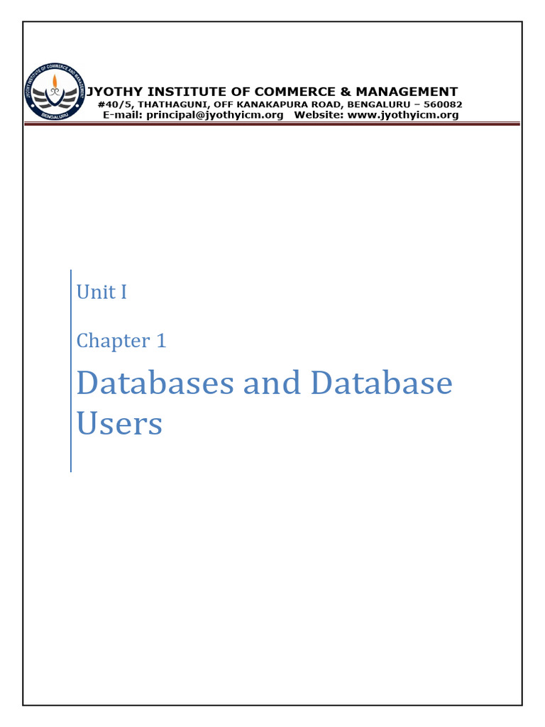 Dbms Unit1 Chapter 1 Jicm | PDF | Databases | Computer File