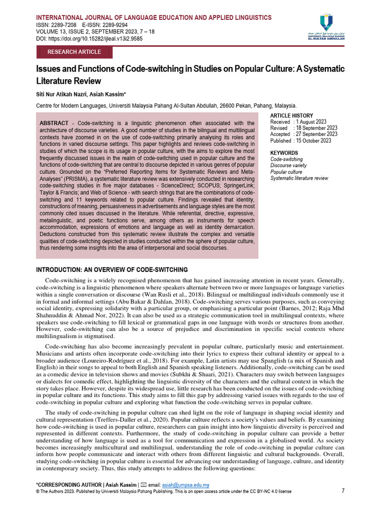 Issues and Functions of Code-Switching in Studies | PDF ... Issues and Functions of Code-Switching in Studies | PDF ...