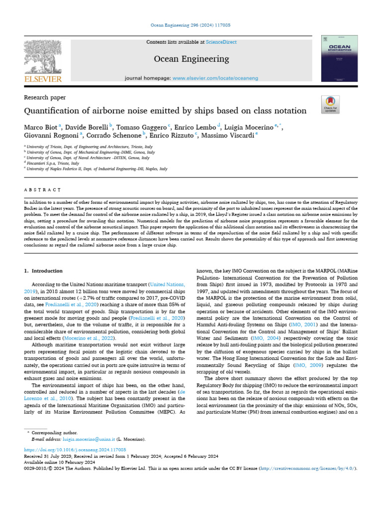 Quantification of Airborne Noise Emitted by Ships Based On Class ...