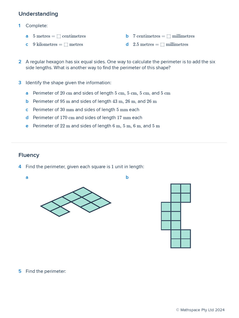 9.01 Perimeter - Worksheet | PDF | Length | Area