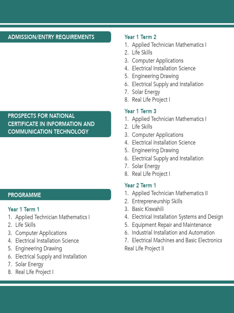 National Certificate in Electrical Installlation and Maintenance ...