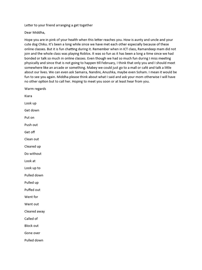 Letter To Your Friend Arranging A Get Together | PDF | Poetry