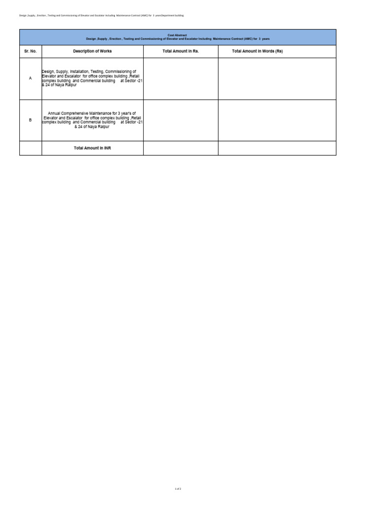 BOQ Elevator Escalator 24072024 | PDF | Elevator | Electricity